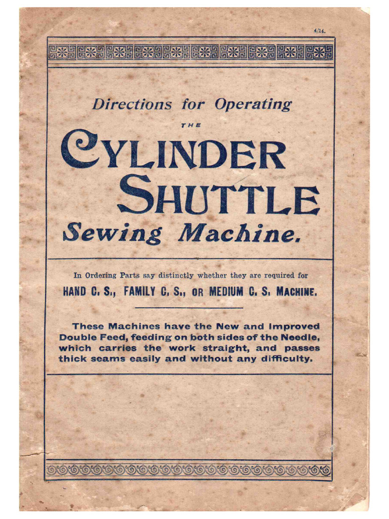 Jones Cylinder Shuttle Sewing Machine Manual | PDF