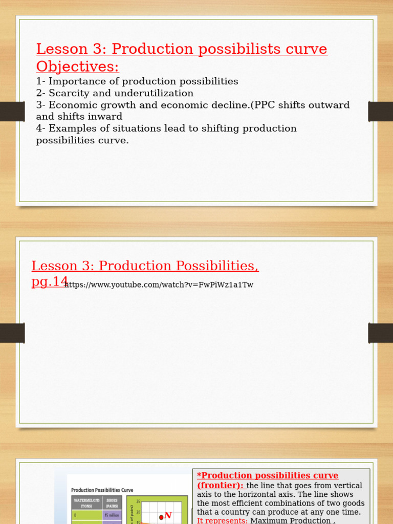 Production Possibilities Curve Day 8 and 9 | PDF