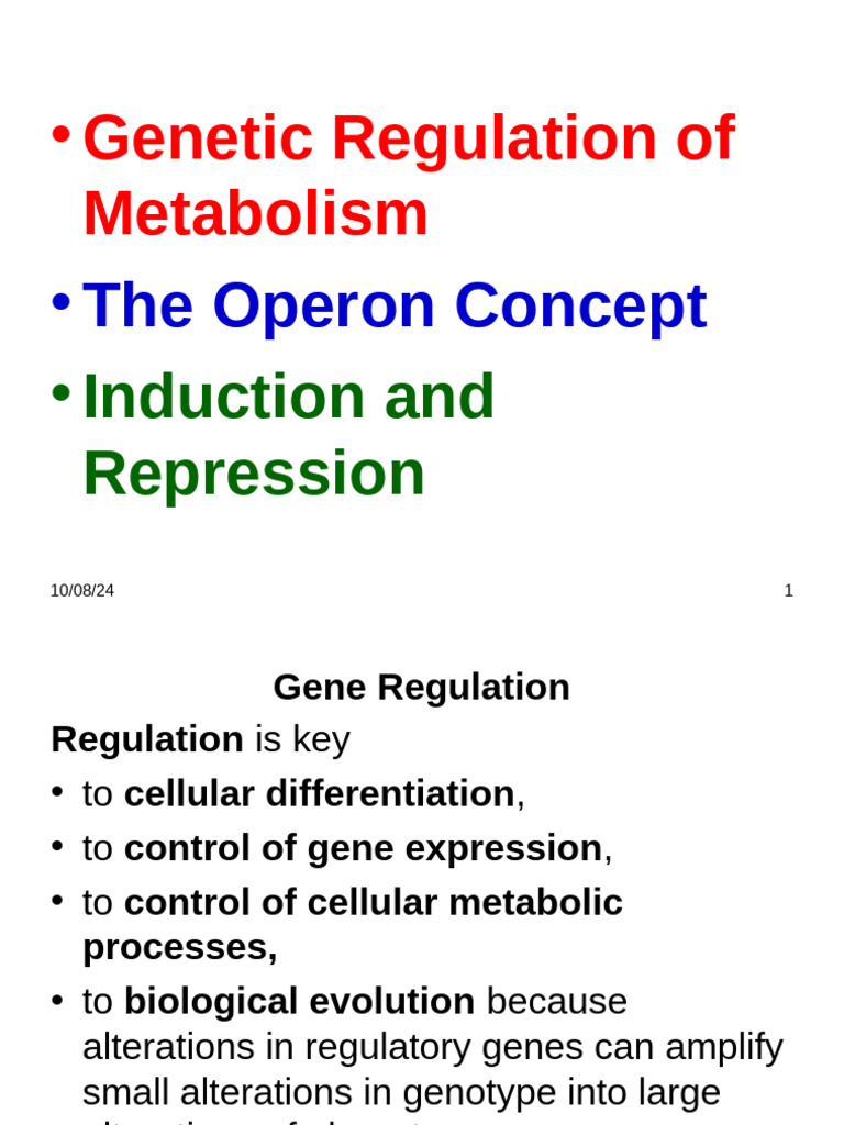 Genetic Regulation of Metabolism | PDF