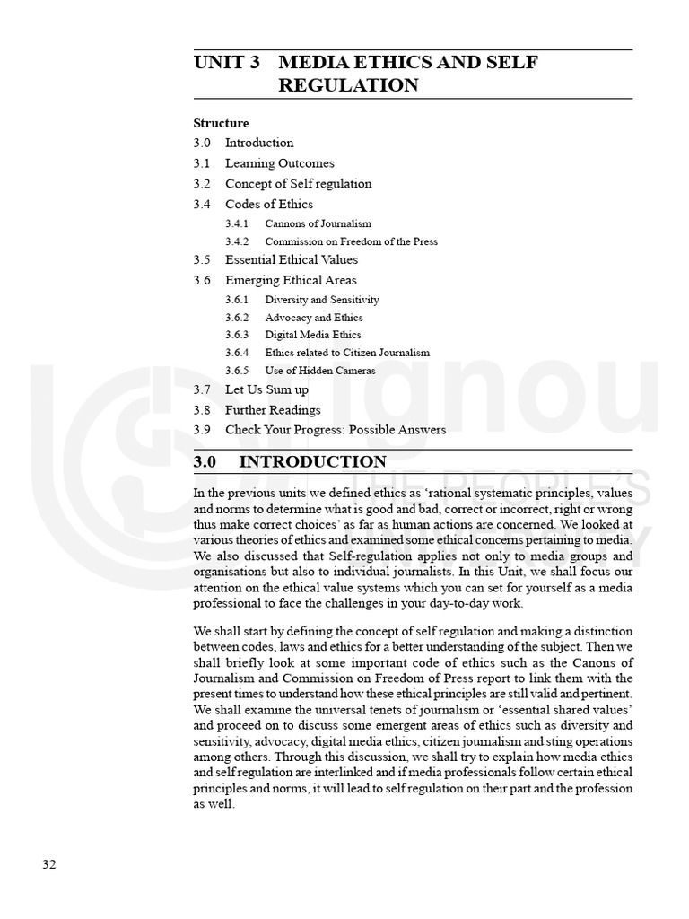 Unit3 Media Ethics and Self Regulation | PDF