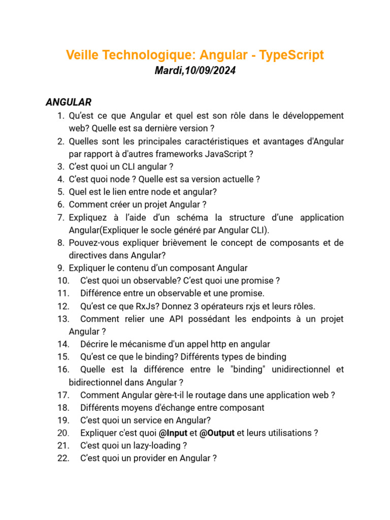Veille Technologique - Angular - Ionic - TypeScript | PDF
