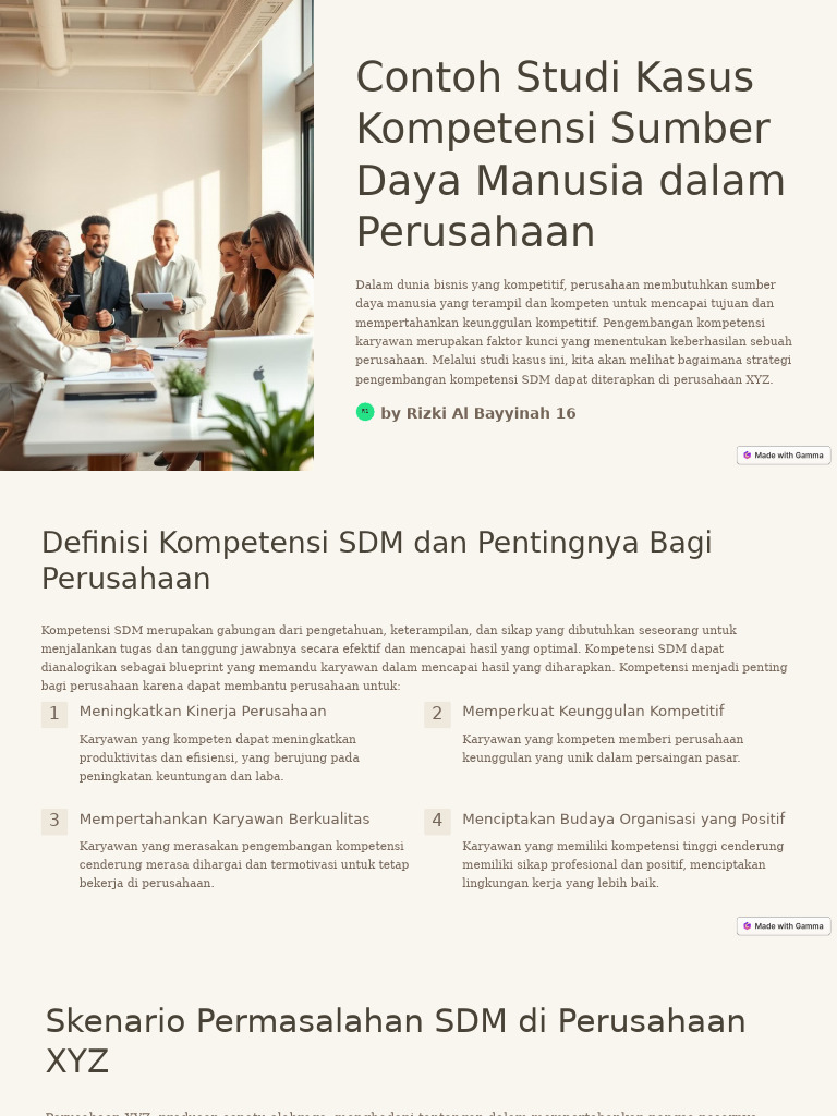 Contoh Studi Kasus Kompetensi Sumber Daya Manusia Dalam Perusahaan | PDF