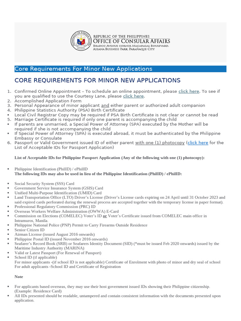 Core Requirements For Minor New Applications | PDF