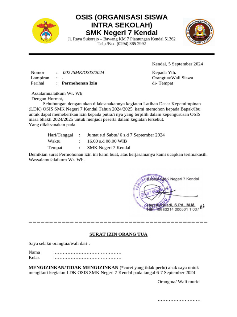 Surat Izin LDK 2024 | PDF