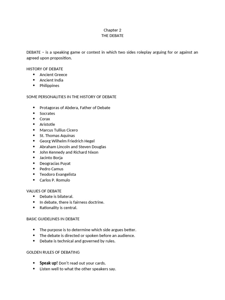 History and Guidelines of Debate | PDF