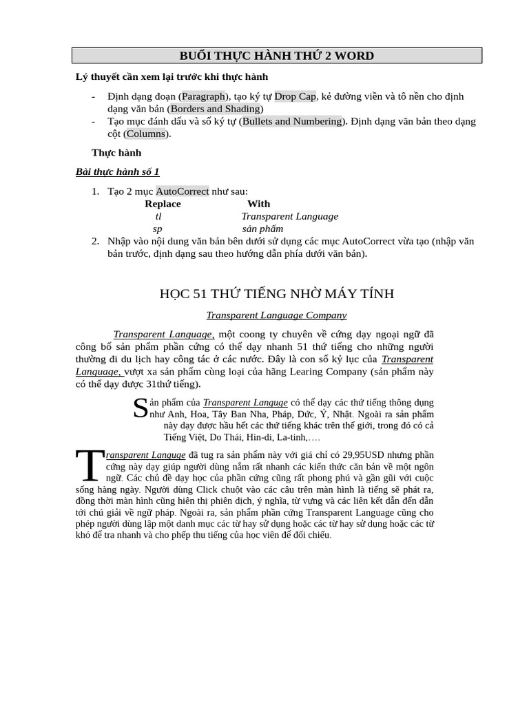 Bu I TH C Hành TH 2 Word | PDF