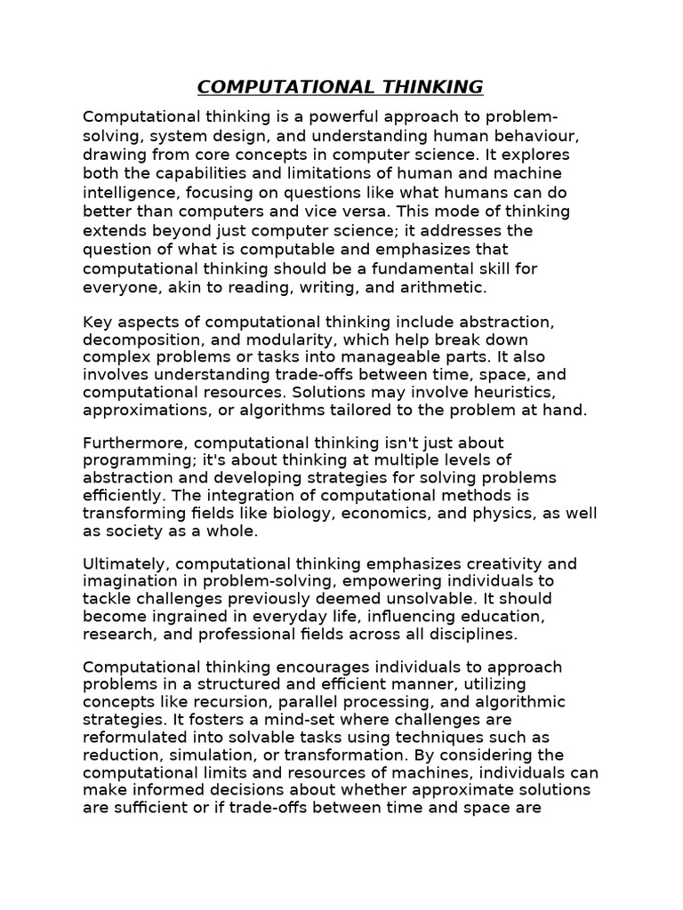 Computational Thinking | PDF