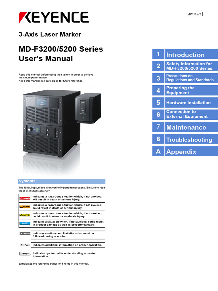 MD-F3200/5200 Series User's Manual: 3-Axis Laser Marker | PDF