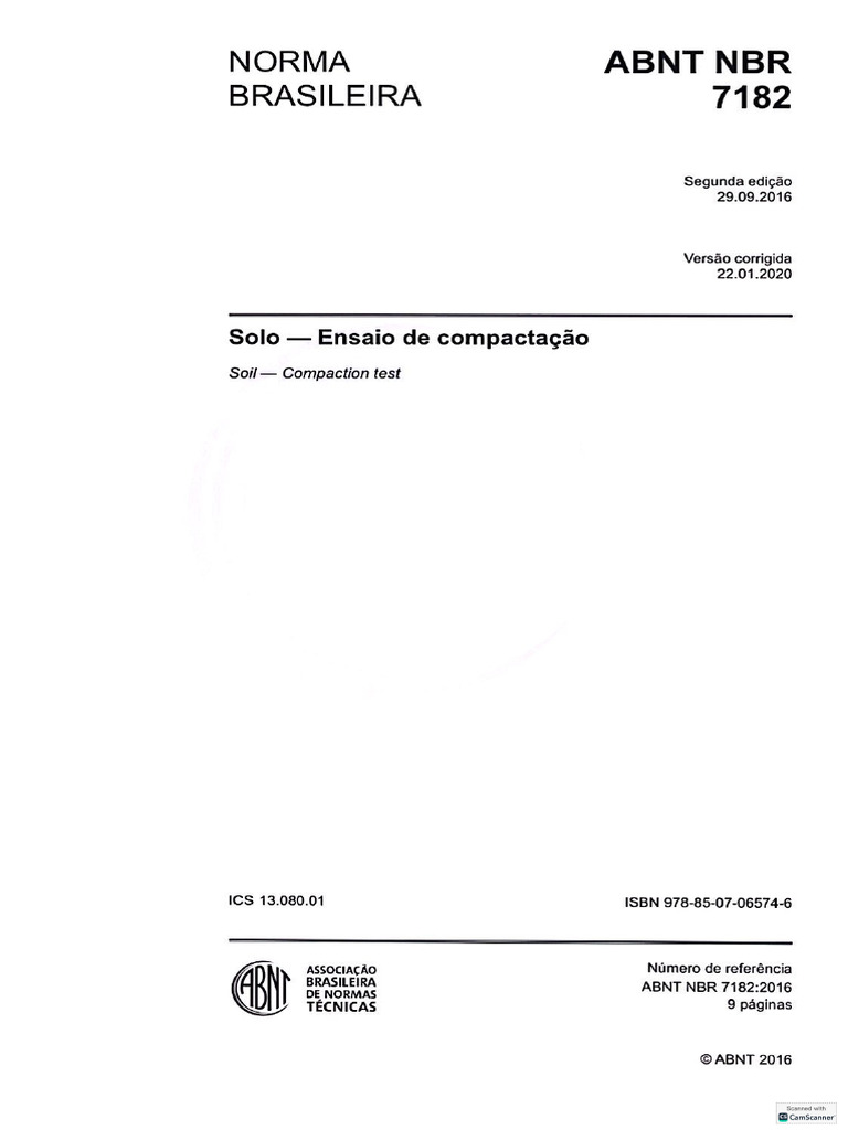 ABNT NBR 7182_2016 Versão Corrigida2020 - Solo — Ensaio de compactação ...