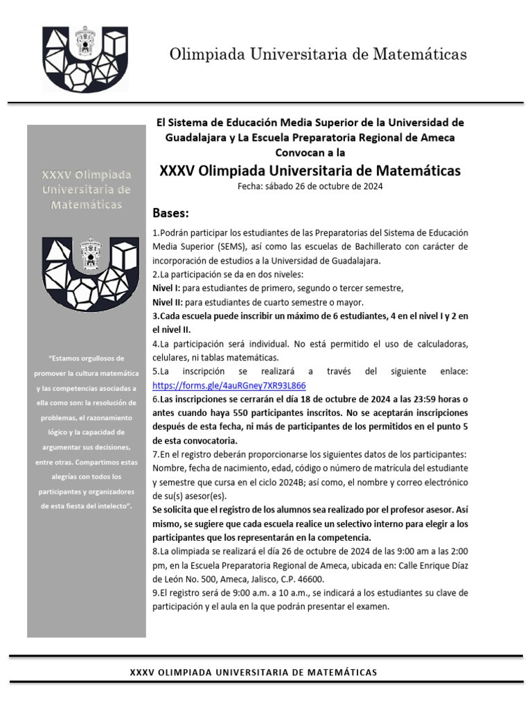 Convocatoria Oum 2024 | PDF