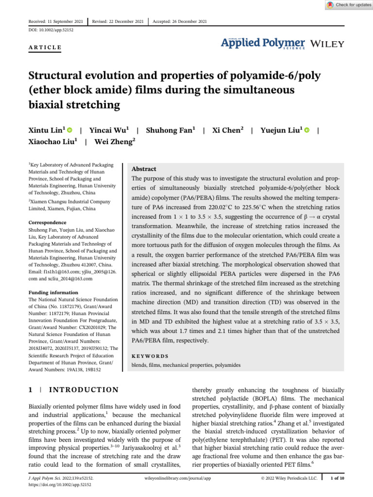 2021-林新土-Structural evolution and properties of polyamide-6poly (ether ...
