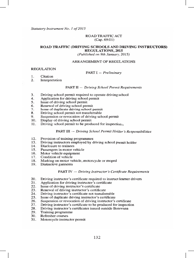 Botswana Driving School Rules | PDF | Driver's License | Driving