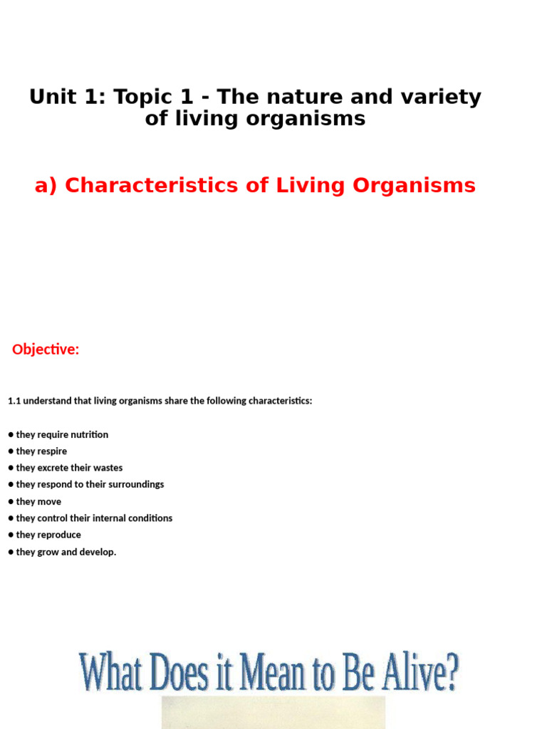 Characteristics of Living Organisms | PDF