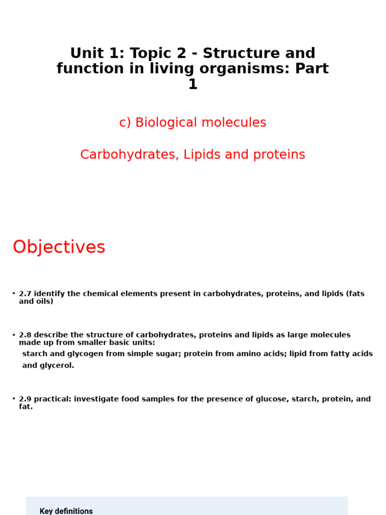 Carbohydrates, Lipids and Proteins | PDF