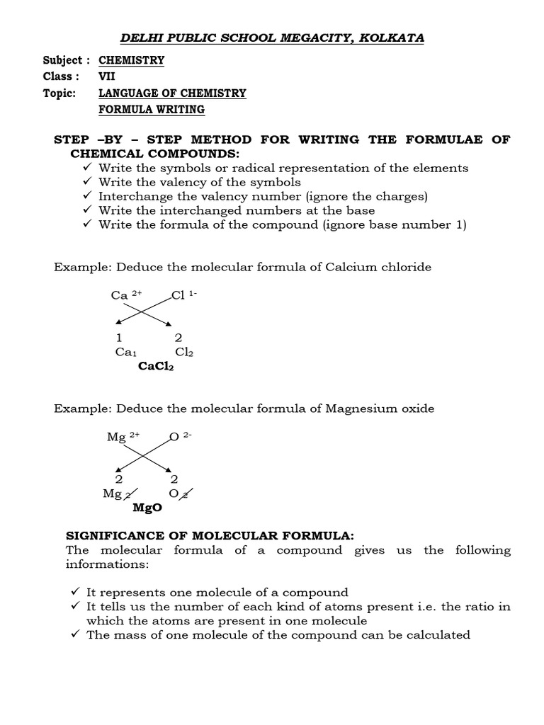 Chemistry - Class 7 - LANGUAGE OF CHEMISTRY (Formula Writing and ...
