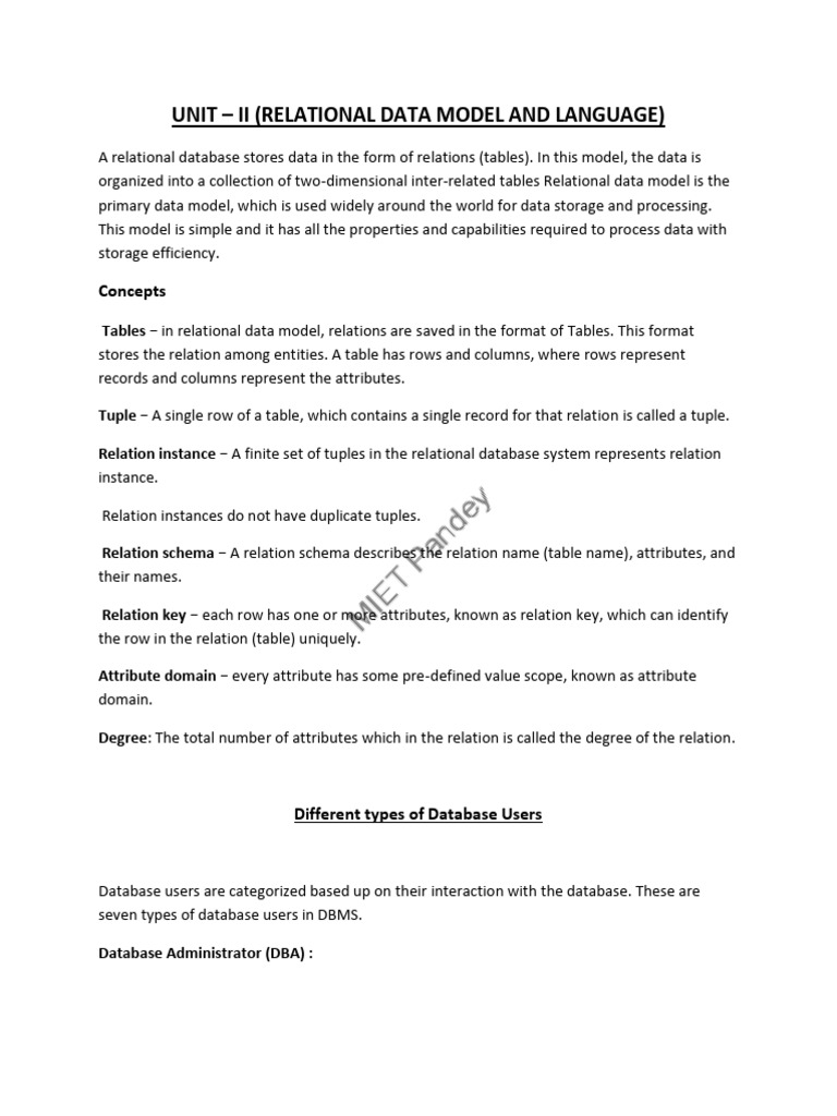 DBMS Unit 2 | PDF