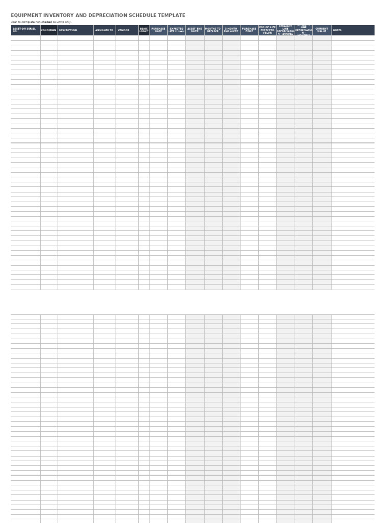 Equipment Inventory and Depreciation Schedule 11006 | PDF
