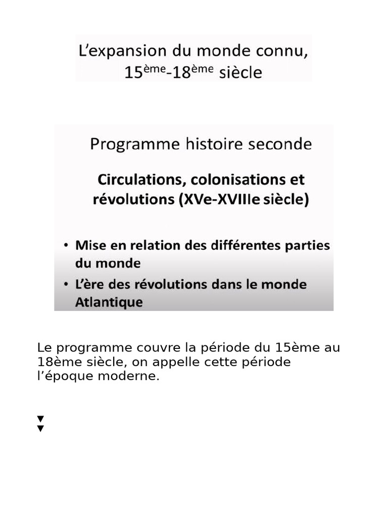 L'EXPANSION DU MONDE CONNU (XVe-XVIIIe Siècles) | PDF
