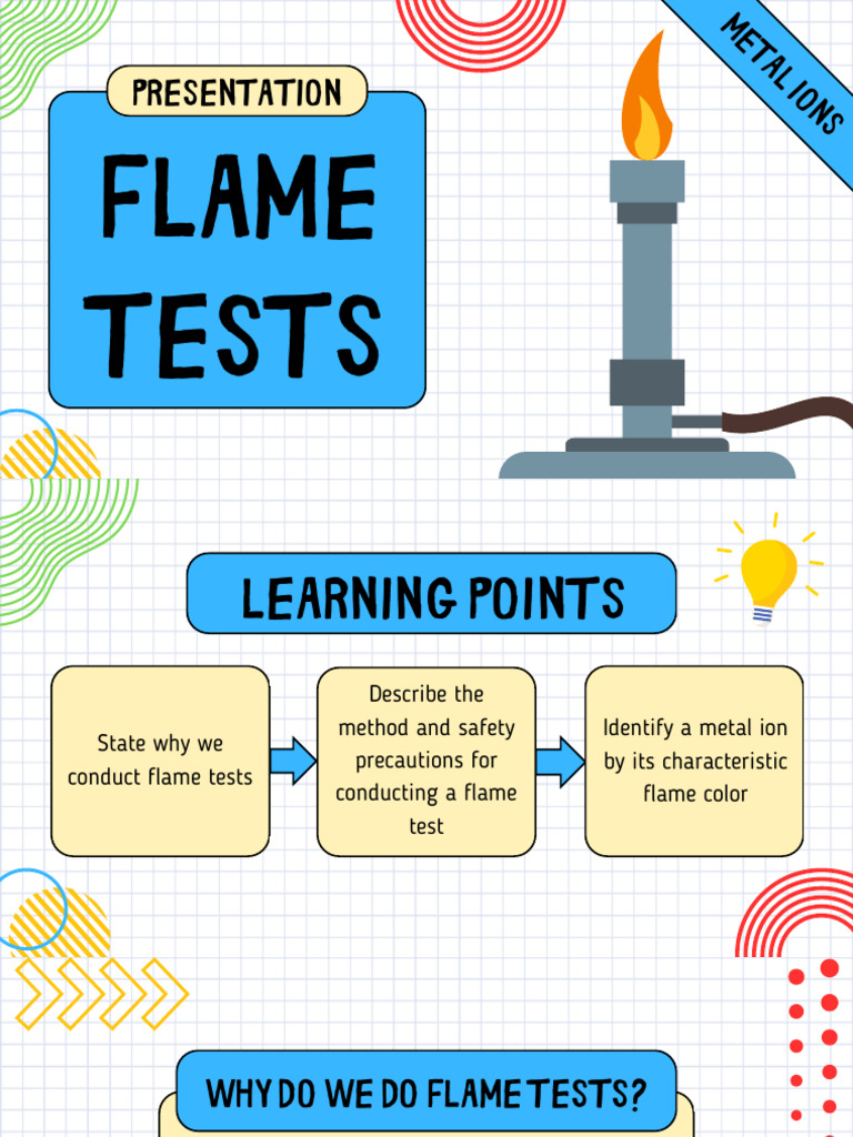 Flame Tests Chemistry Presentation in A Colorful Fun Style | PDF