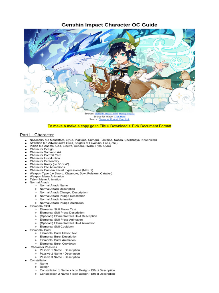 Genshin Impact - Character OC Guide | PDF