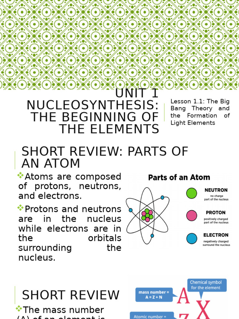Unit 1 Nucleosynthesis L1 v2 | PDF | Deuterium | Science & Mathematics