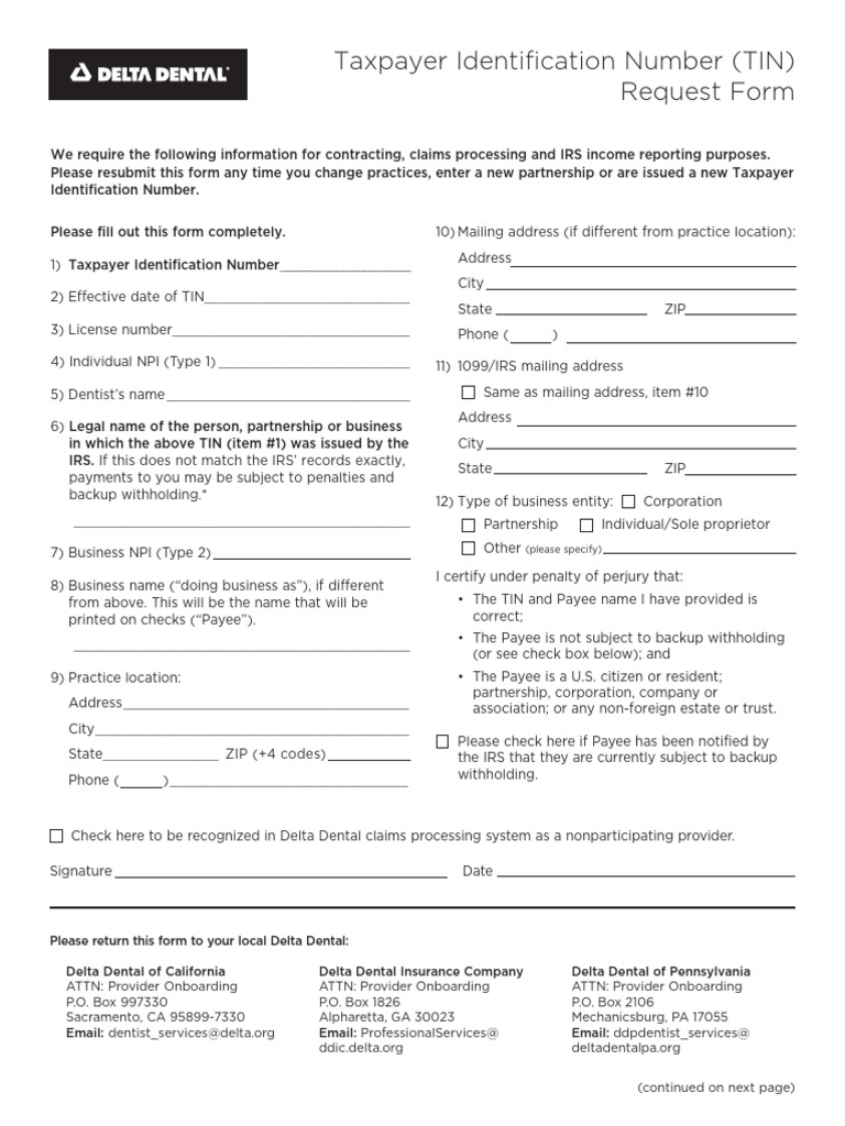 Taxpayer Identification Number (TIN) Request Form | PDF