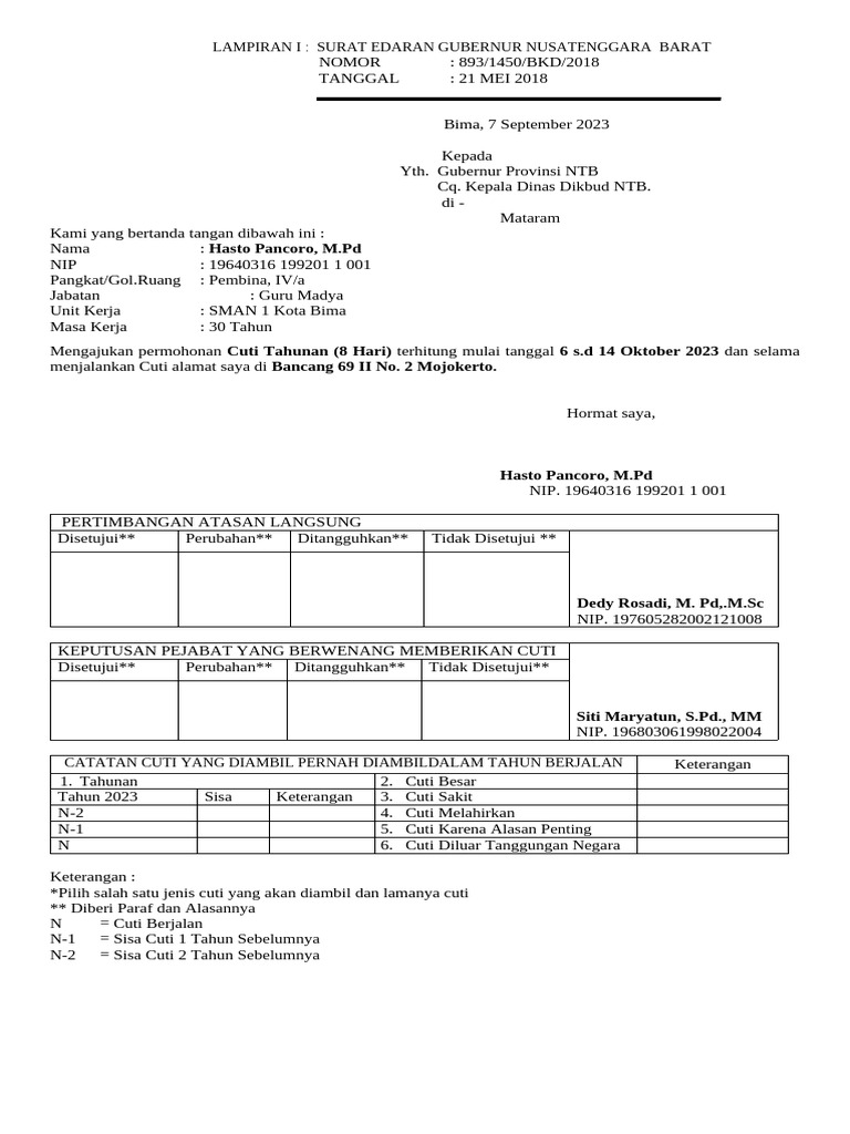 Blanko Cuti | PDF