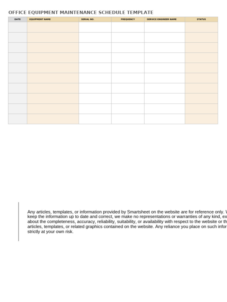Office Equipment Maintenance Schedule | PDF | Business | Computers