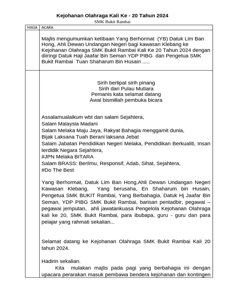 Kejohanan Olahraga Kali Ke | PDF