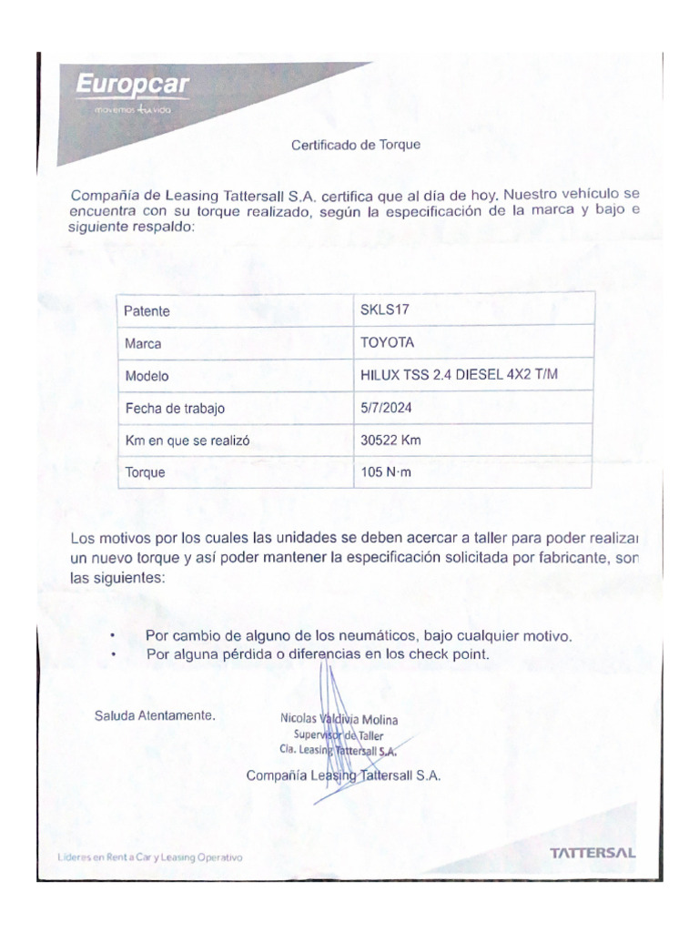 Cert de Torque | PDF