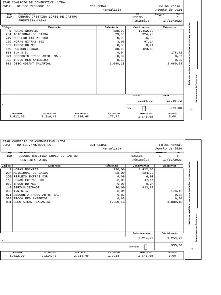 Recibos de Pagamento | PDF