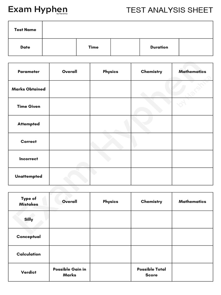 Test Analysis Sheet | PDF