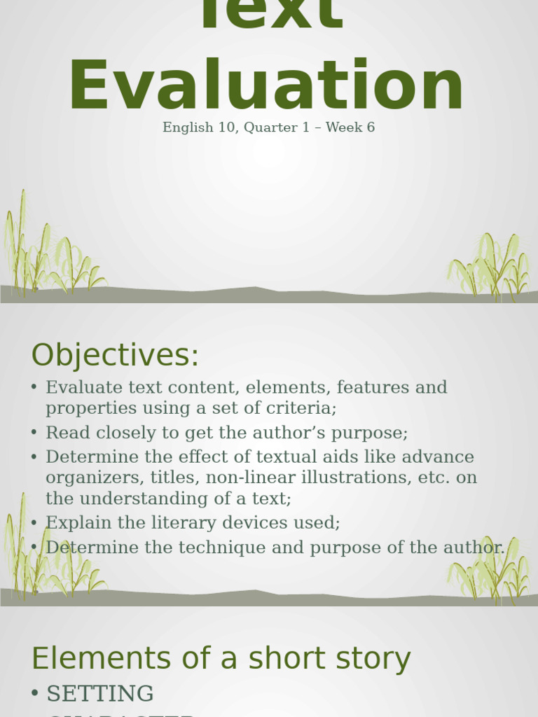 Q1 WEEK 6 Text Evaluation | PDF