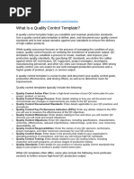 Quality Control Plan Spreadsheet Template | PDF