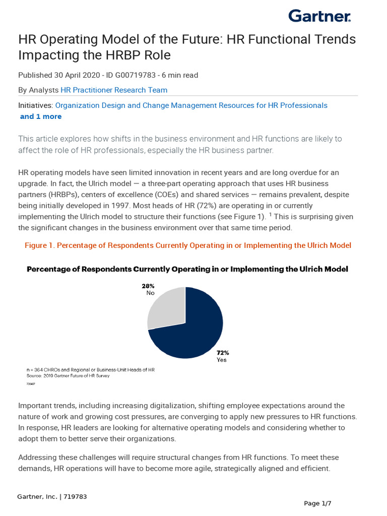 GARTNER - HR Operating Model of The Future | PDF