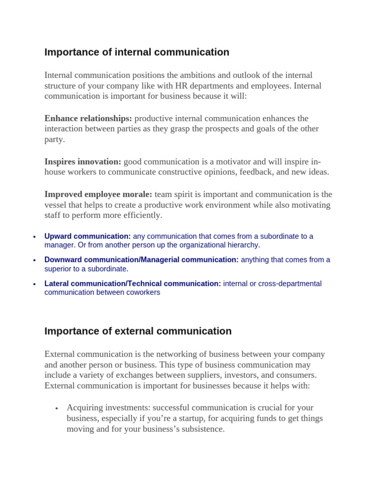 Importance of Internal Communication | PDF