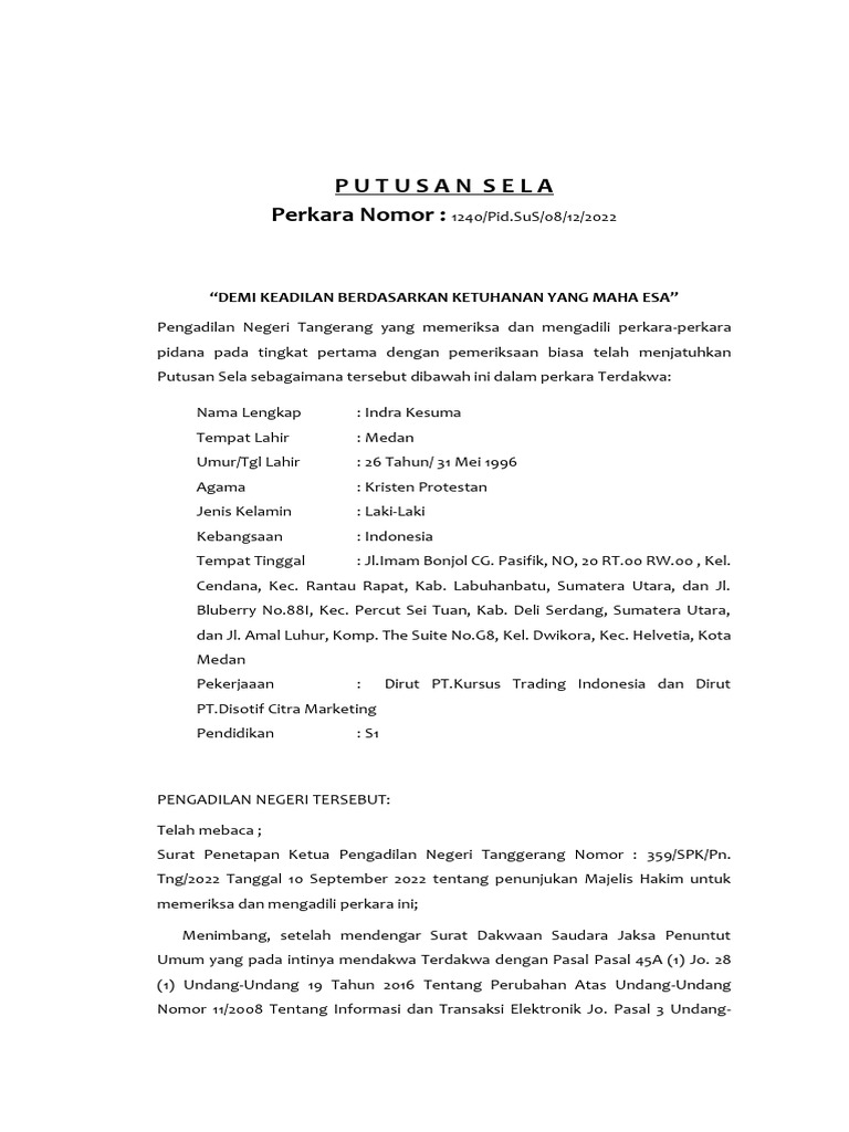 Kelompok 6 Putusan Sela PDF | PDF