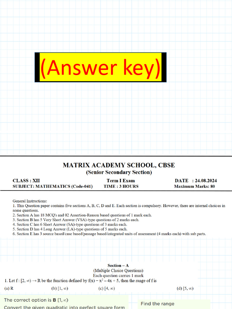 12th Answer Key Term-1 | PDF