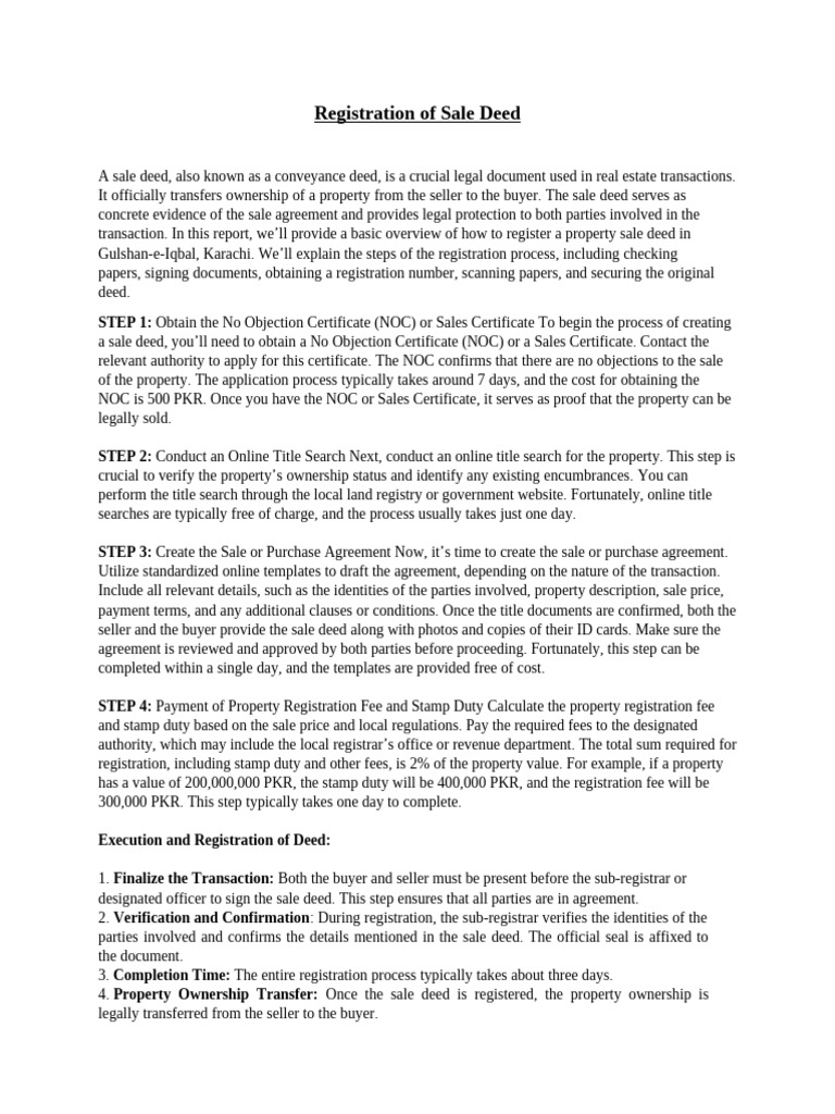 Registration of Sale Deed 3 | PDF