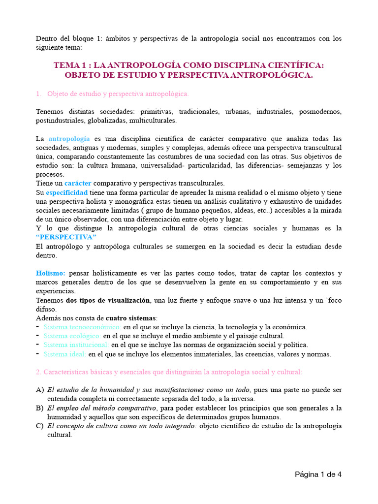TEMA 1 Y 2 Antropologia | PDF