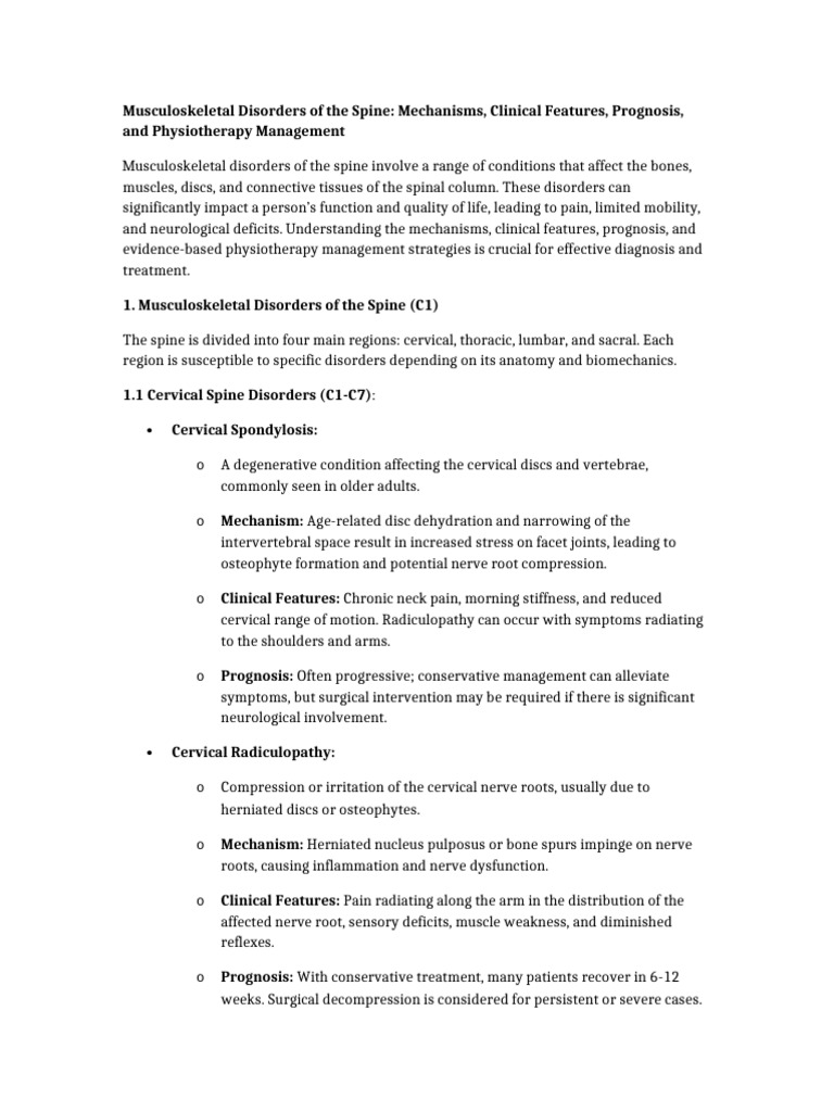 Musculoskeletal Disorders of The Spine | PDF