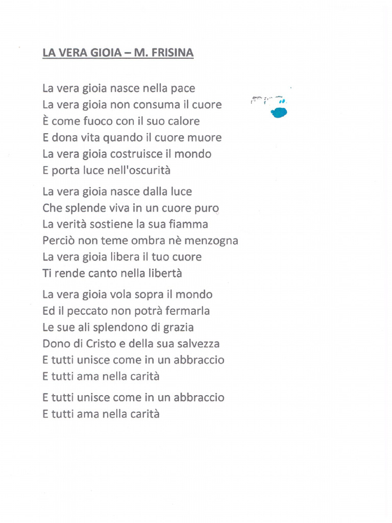 Testo - La Vera Gioia | PDF