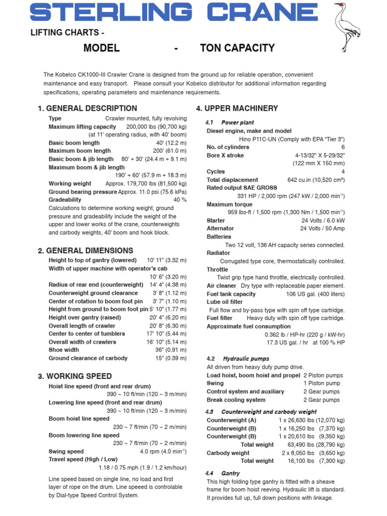 CK 1000 III Specifications | PDF