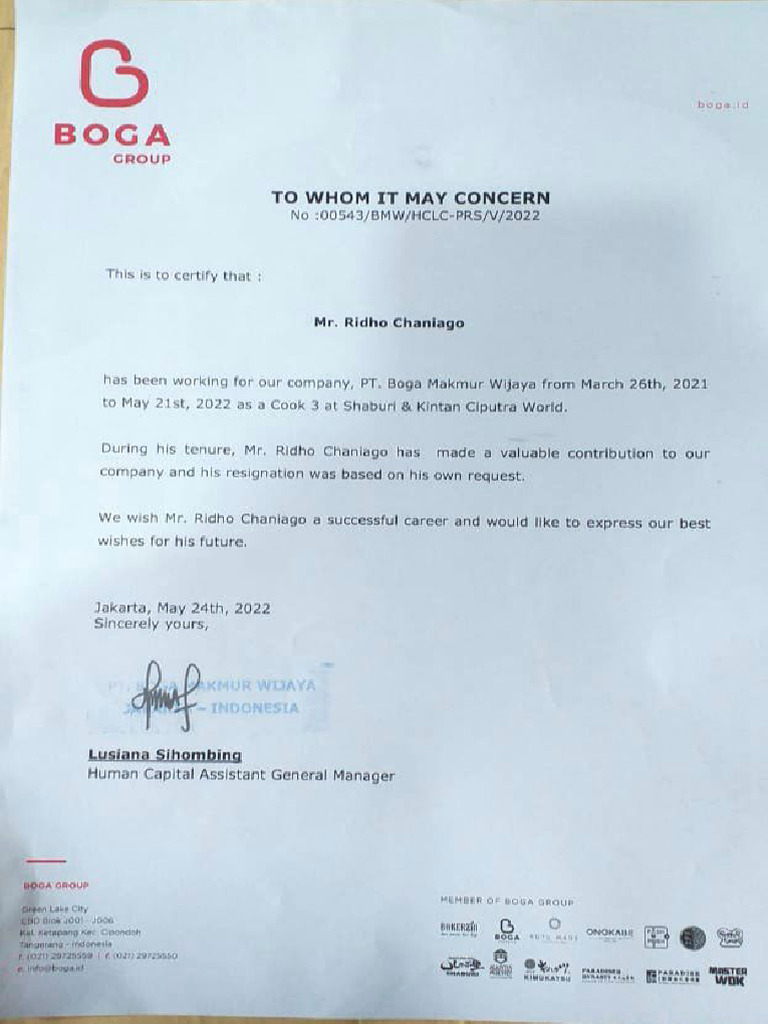 Paklaring Ridho Chaniago | PDF