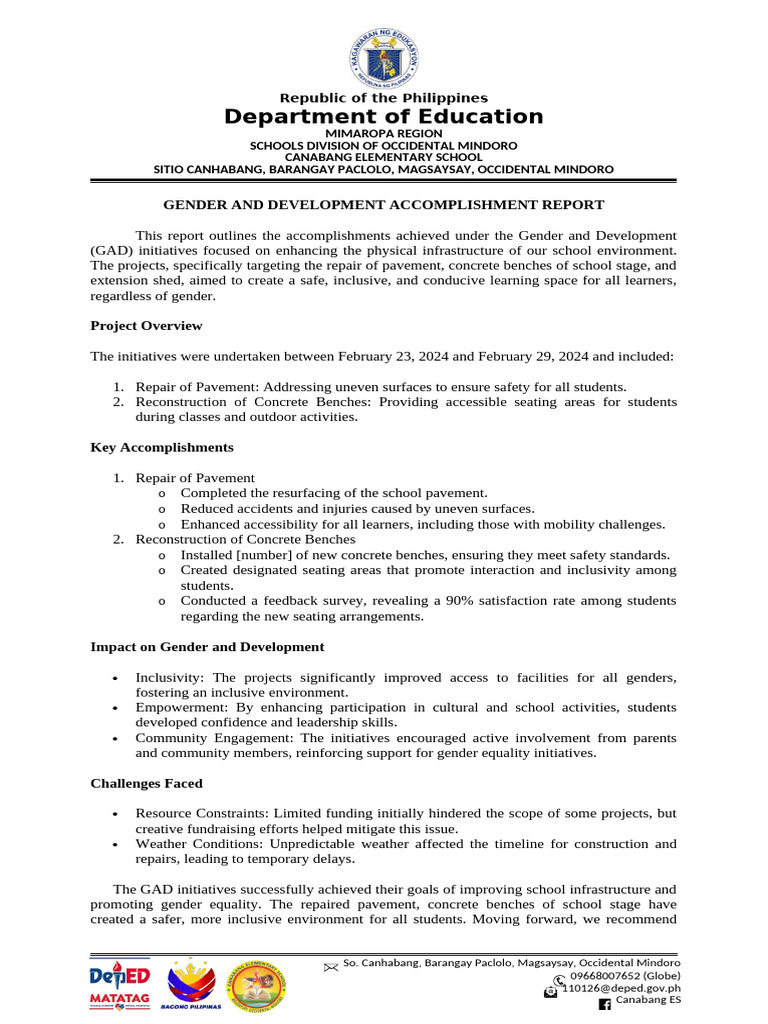 Gad Accomplishment Report | PDF