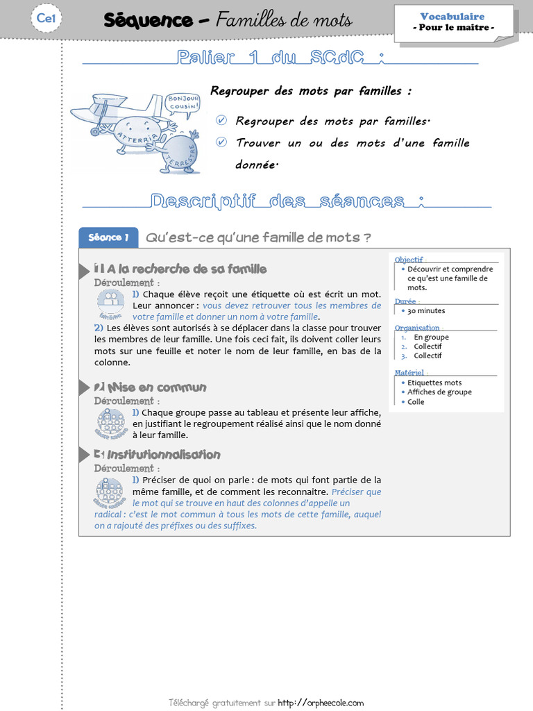 Séquence Familles de Mots Fiche de Prep | PDF