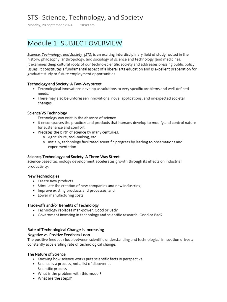 STS Science Technology and Society | PDF