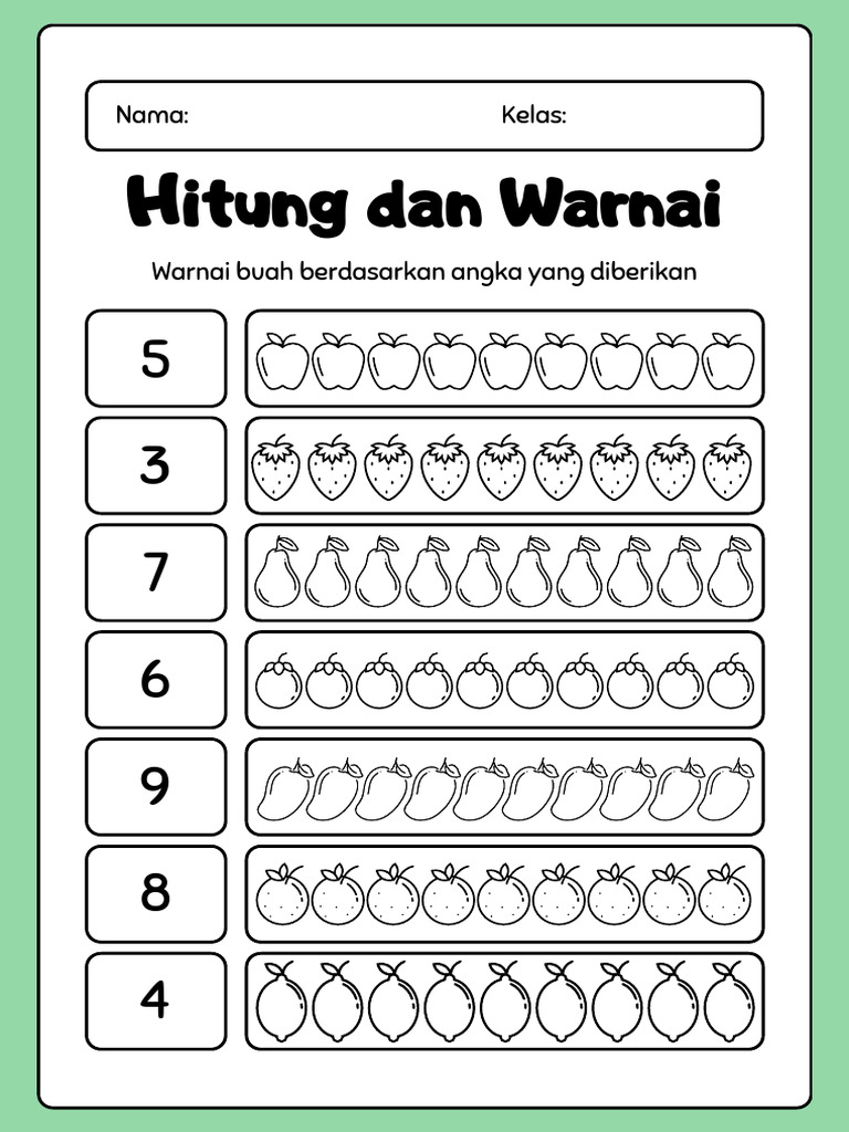 Lembar Kerja Hitung Dan Warna | PDF