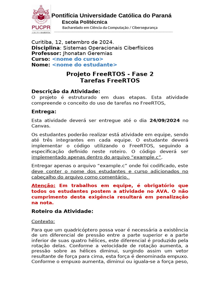 Projeto RTOS II - SOCPS | PDF