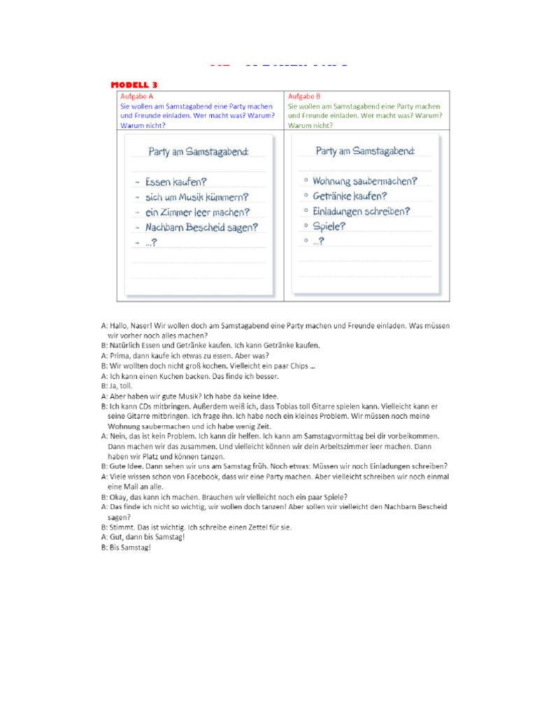 Sprechen teil 3 A2 mit Loesung | PDF